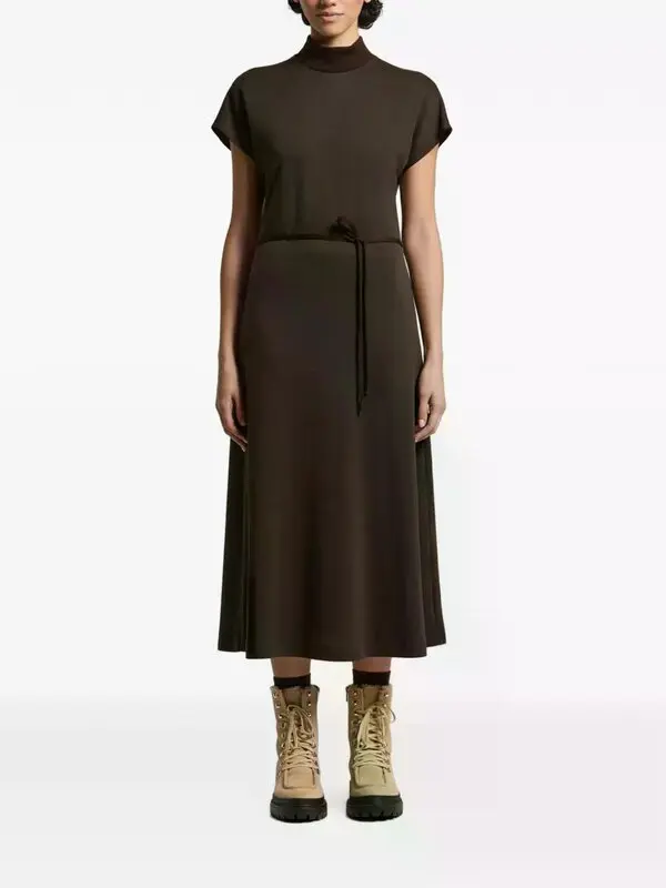 Peserico Belted High-neck Midi Dress - Brown