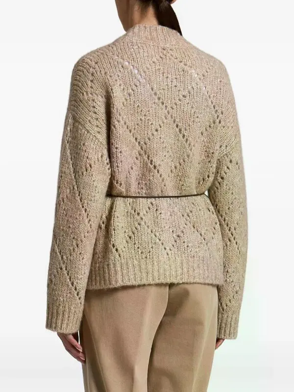 Peserico Pointelle-knit Belted Cardigan