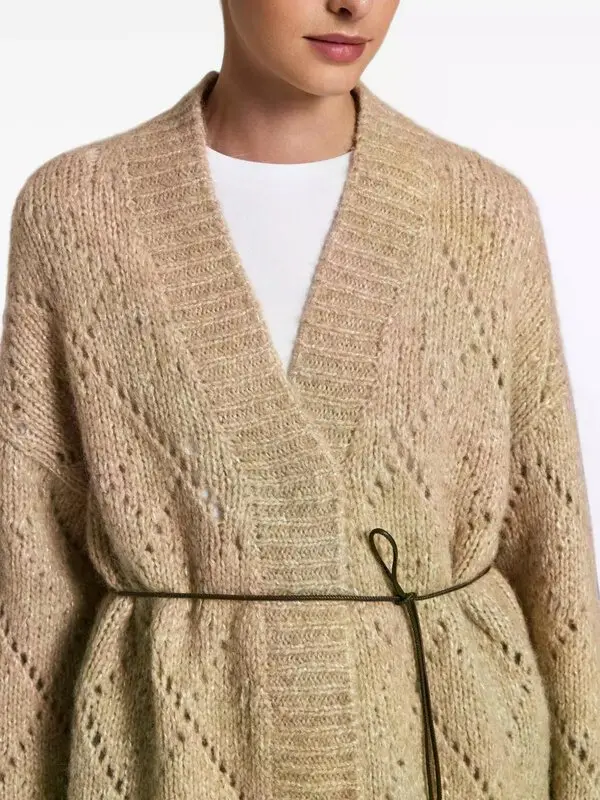 Peserico Pointelle-knit Belted Cardigan