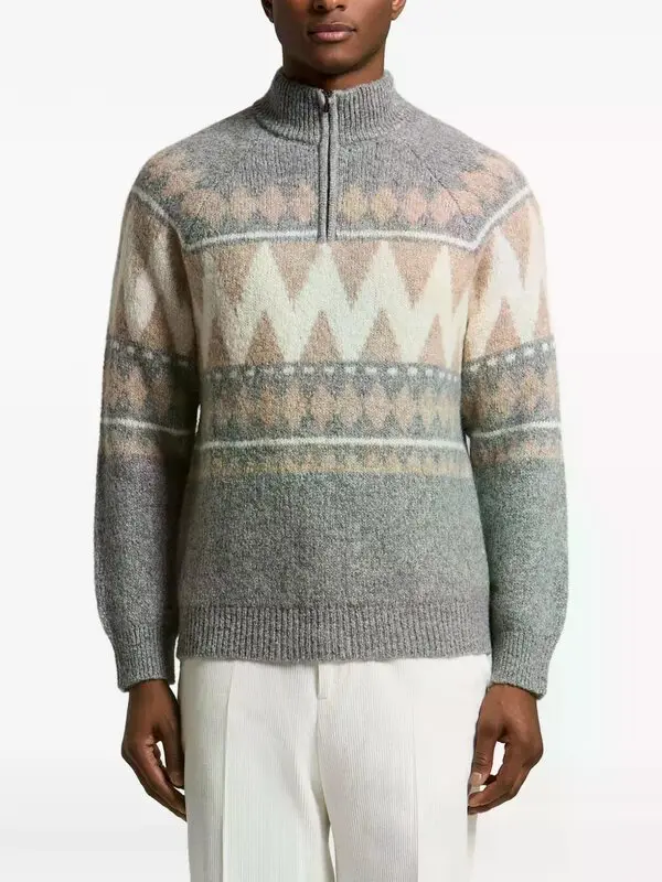 Peserico Fair Isle-intarsia Half-zip Sweater