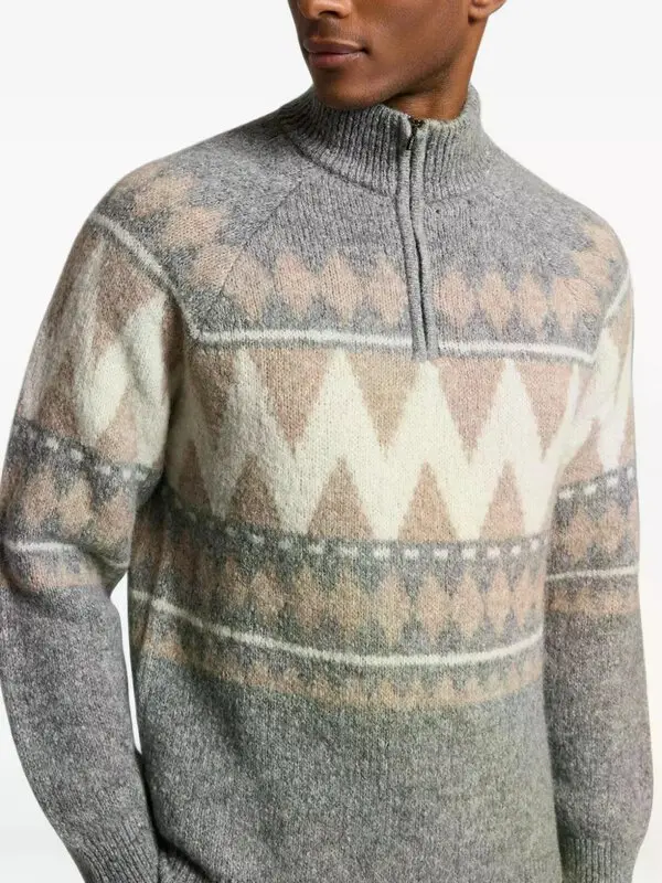Peserico Fair Isle-intarsia Half-zip Sweater