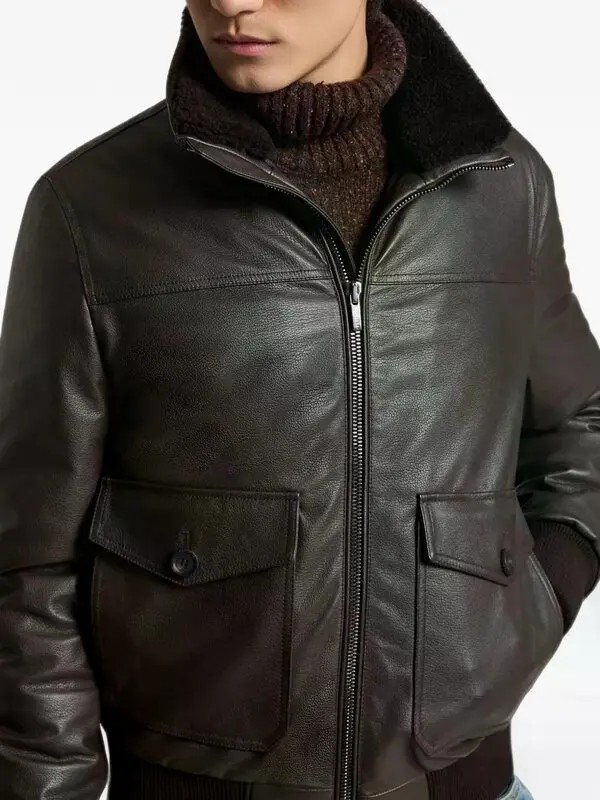 Peserico Shearling-collar Leather Jacket