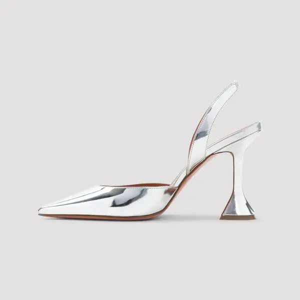 Amina Muaddi Holli Mirror 95 Slingback - Silver