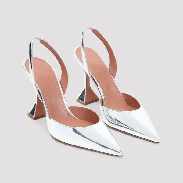 Amina Muaddi Holli Mirror 95 Slingback - Silver