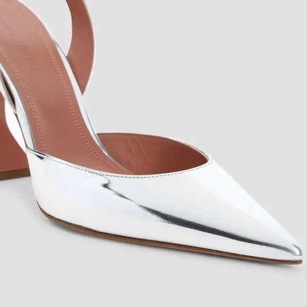 Amina Muaddi Holli Mirror 95 Slingback - Silver