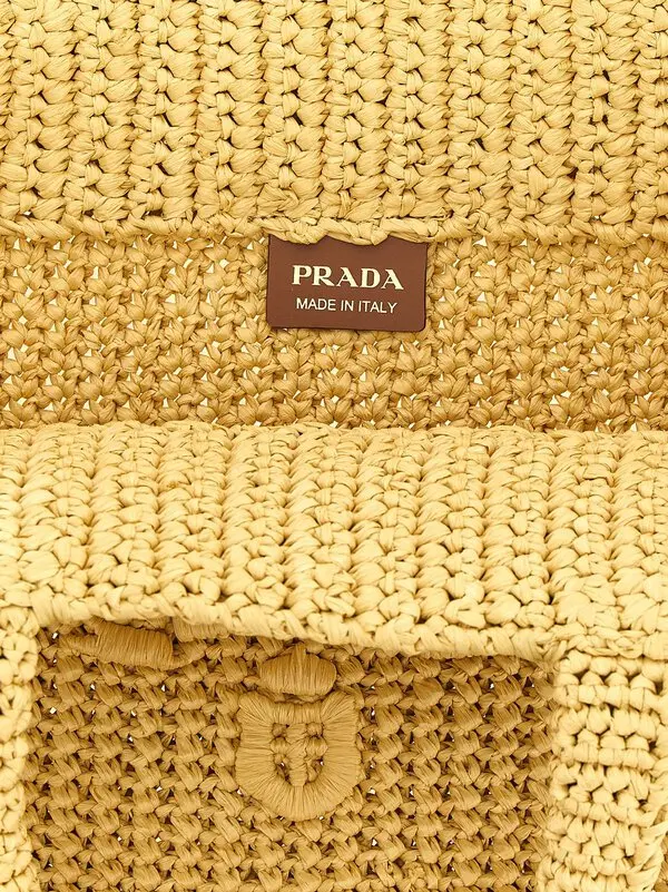 Prada Crochet Raffia Shopping Bag