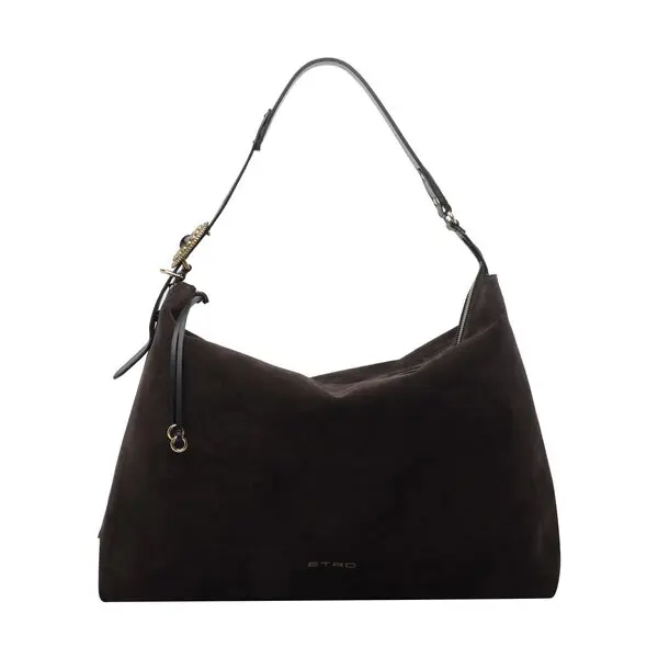 Etro Large Suede Rosette Shoulder Bag - Black