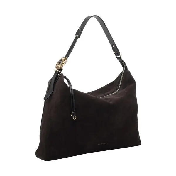 Etro Large Suede Rosette Shoulder Bag