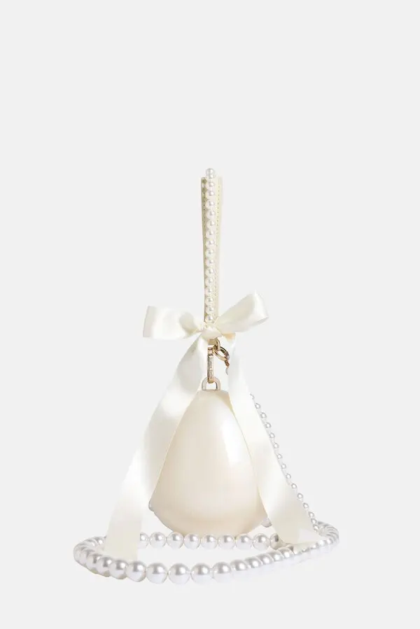 Simone Rocha Pearl Crossbody Micro Egg Bag With Emb And Bow