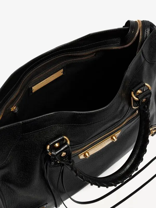 Balenciaga Le City Uptown Leather Handbag With Stud Detail - Black