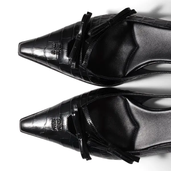 Miu Miu Croco-print Leather Slingback Pumps