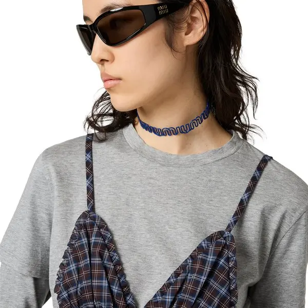 Miu Miu Plaid And Jersey Mini-dress