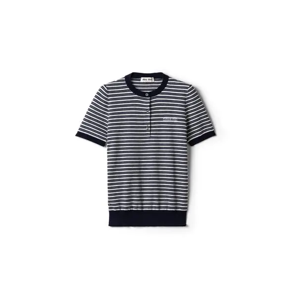 Miu Miu Striped Wool Sweater - Blue/marble