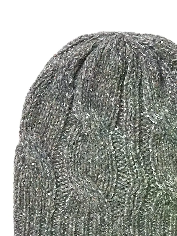 Peserico Cable-knit Sequin-embellished Beanie Hat