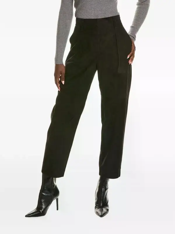 Brunello Cucinelli Pleated Leather Trousers - Black