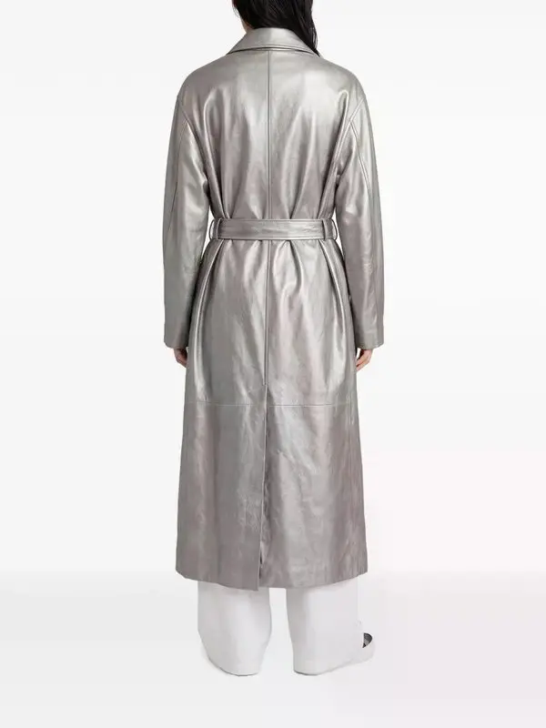Brunello Cucinelli Belted Metallic Leather Coat