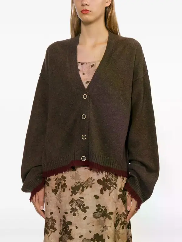 UMA WANG Distressed-effect Rib-trimmed Cardigan