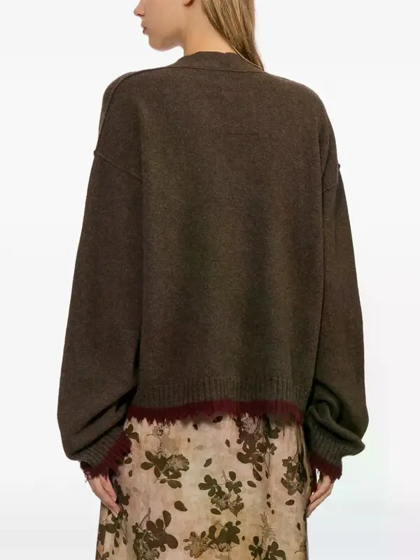 UMA WANG Distressed-effect Rib-trimmed Cardigan