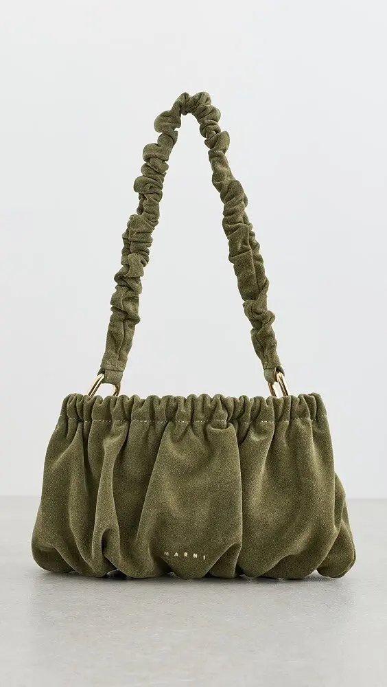 Marni Ruffle Clutch Bag - Thyme