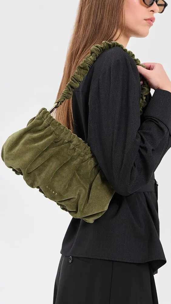 Marni Ruffle Clutch Bag - Thyme