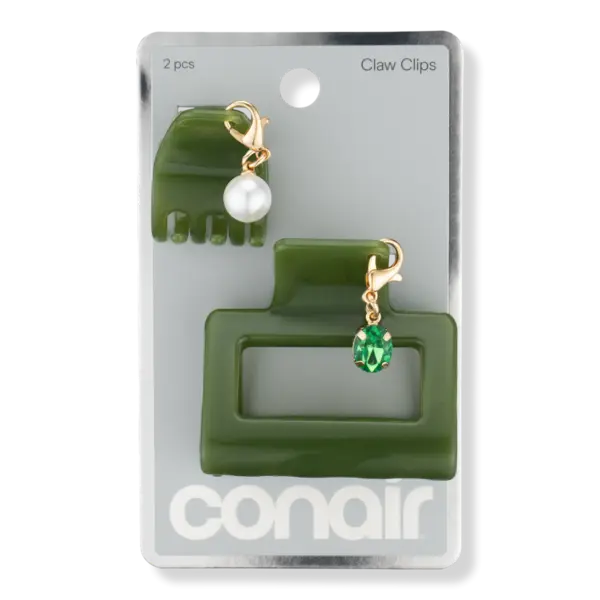 Conair Accessories Olive Claw Clip Set With Pearl & Stone Charms