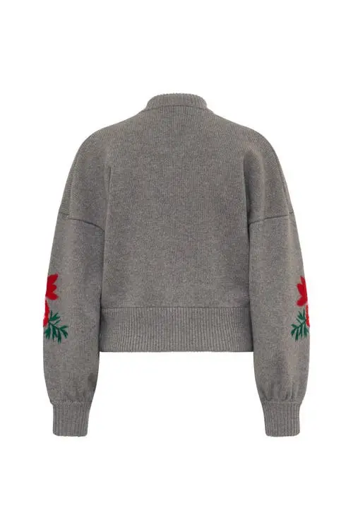 MAISON COMMON Embroidered Knit Cardigan With Zipper