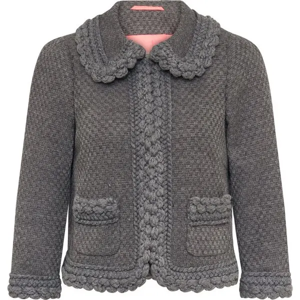 MAISON COMMON Jersey Jacket With Knitted Trim - Grey