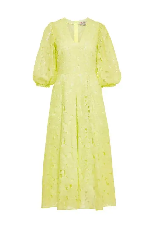MAISON COMMON Lace Midi Dress With Balloon Sleeves