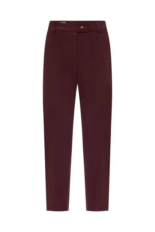 MAISON COMMON Straight Leg Cotton Stretch Pants - Bordeaux