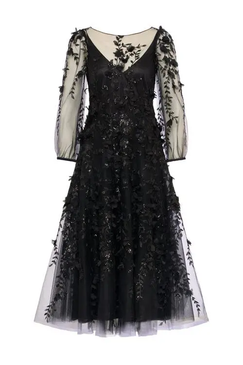 MAISON COMMON Emboidered Tulle Cocktail Dress