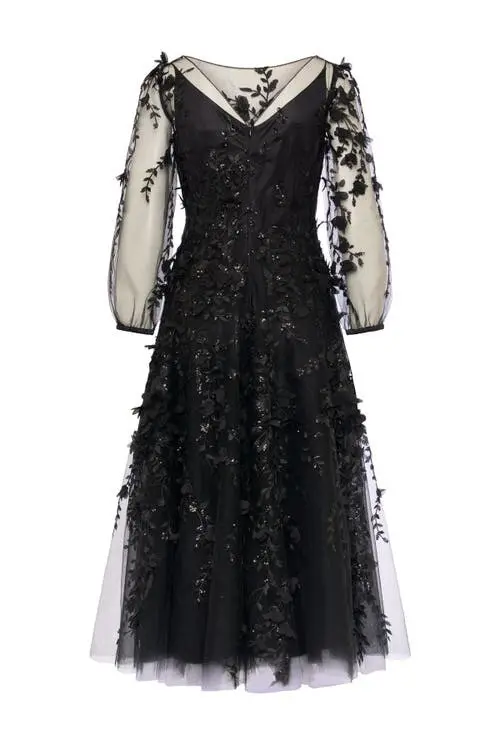 MAISON COMMON Emboidered Tulle Cocktail Dress