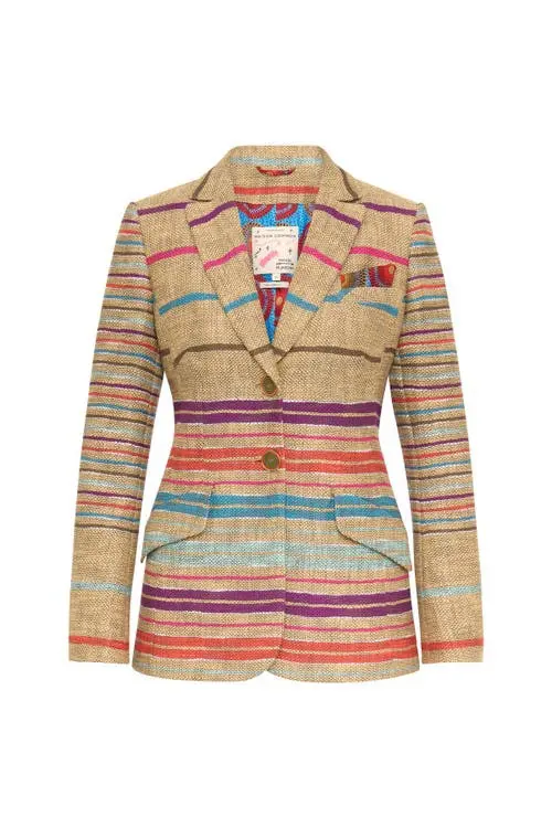 MAISON COMMON Striped Blazer With Printed Lining