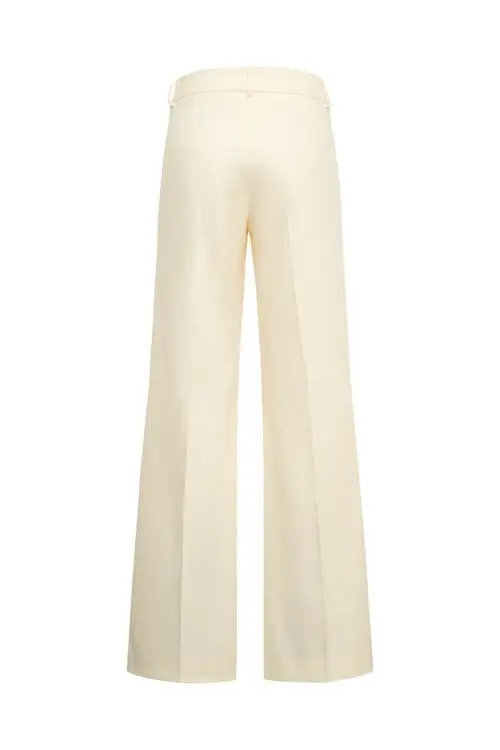 MAISON COMMON Wool Twill Bootleg Pants - Ecru