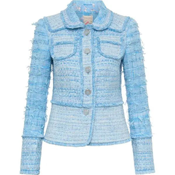 MAISON COMMON Tweed Patchwork Jacket With Fringes