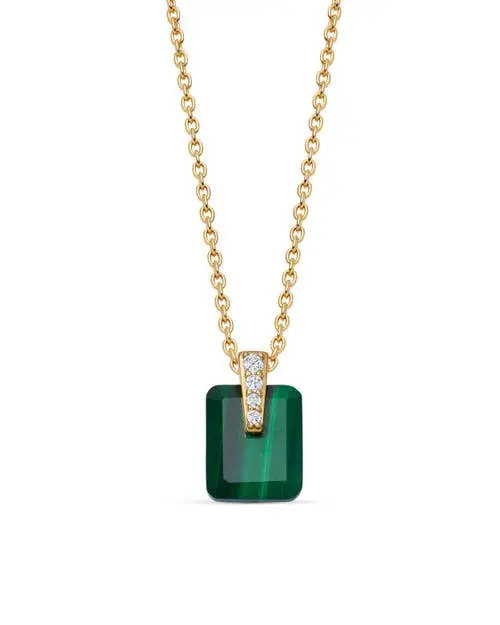 Astley Clarke Gold Deco Pendant Necklace - Malachite
