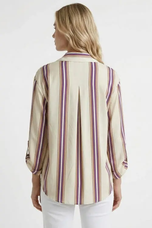 EXQUISE Delron Long Sleeve Epaulette Blouse