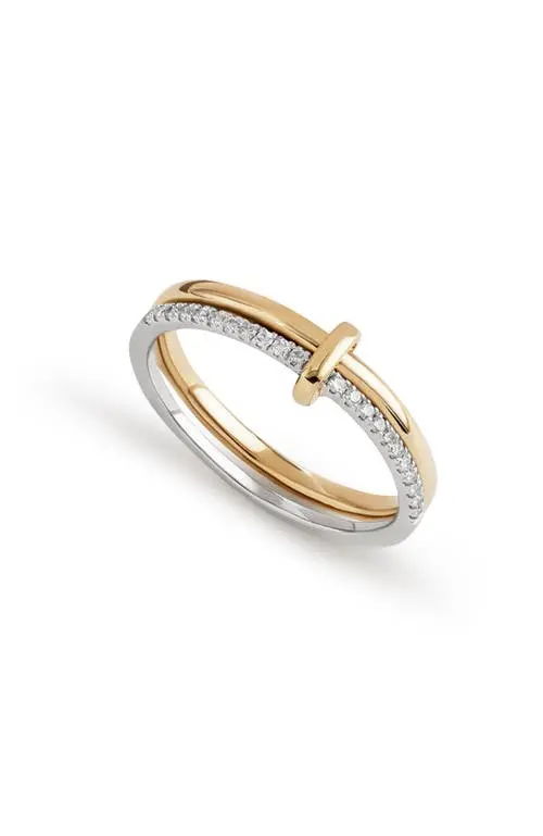 ANA LUISA Solid Yellow Goldduo Diamond Link Ring