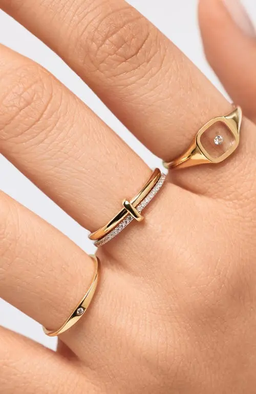 ANA LUISA Solid Yellow Goldduo Diamond Link Ring