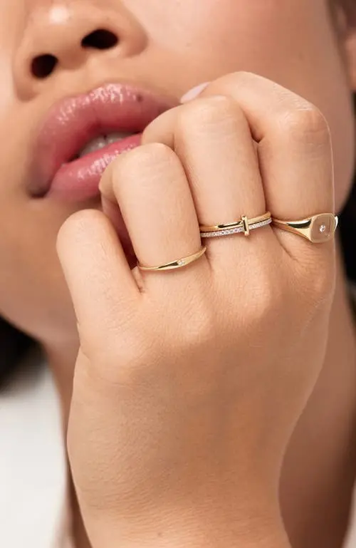ANA LUISA Solid Yellow Goldduo Diamond Link Ring