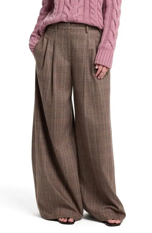 TWP Avery Plaid Wide Leg Wool Blend Pants