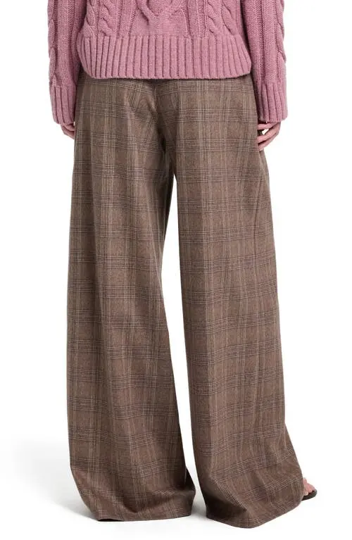 TWP Avery Plaid Wide Leg Wool Blend Pants
