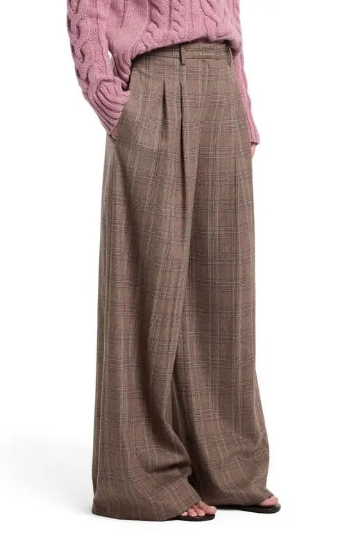 TWP Avery Plaid Wide Leg Wool Blend Pants