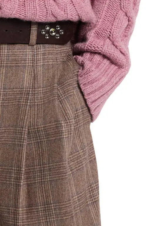 TWP Avery Plaid Wide Leg Wool Blend Pants