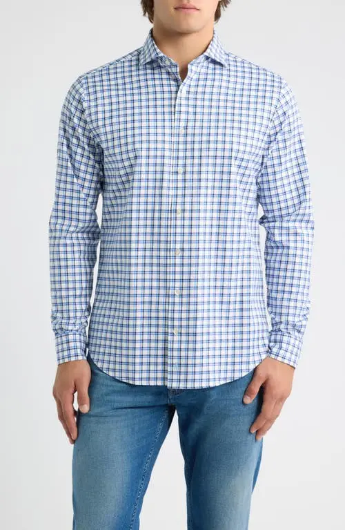 Johnnie-o Stretch Twill Plaid Shirt - Cerulean