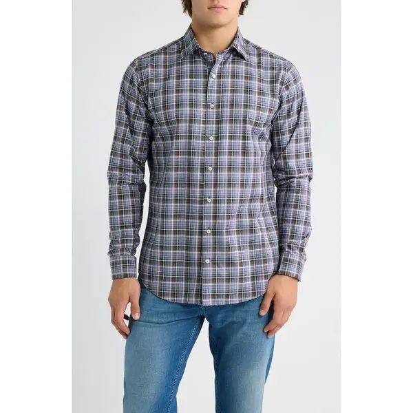 Johnnie-o Merced Check Button Down Shirt - Bluestone