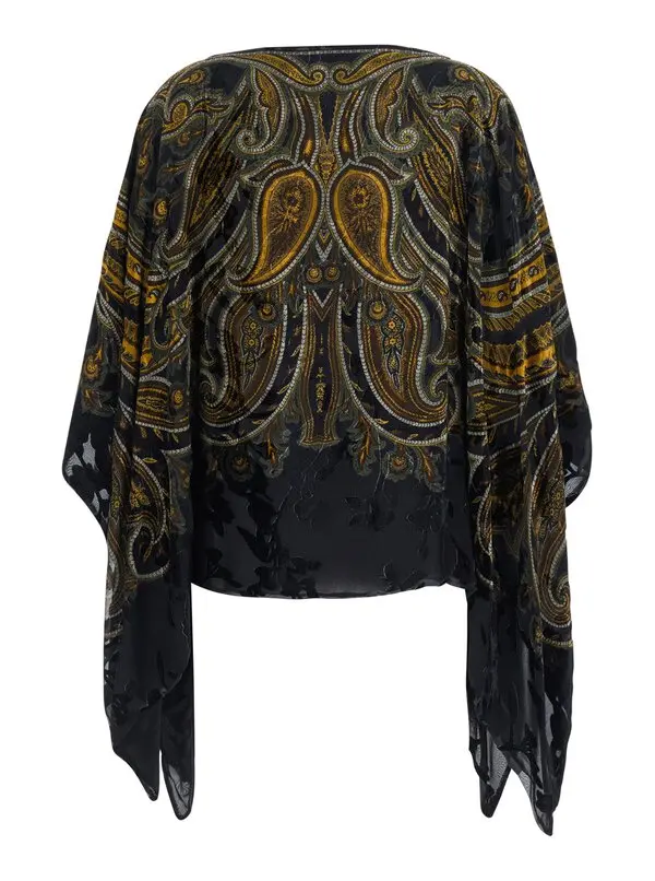 Etro Cape With Devoré Details And Multicolored Tech Fabric For