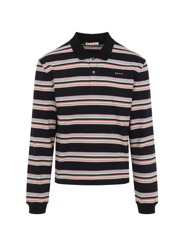 Marni Striped Long-sleeve Polo Shirt