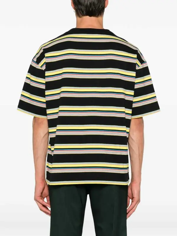 Marni Striped Cotton T-shirt With Logo Print
