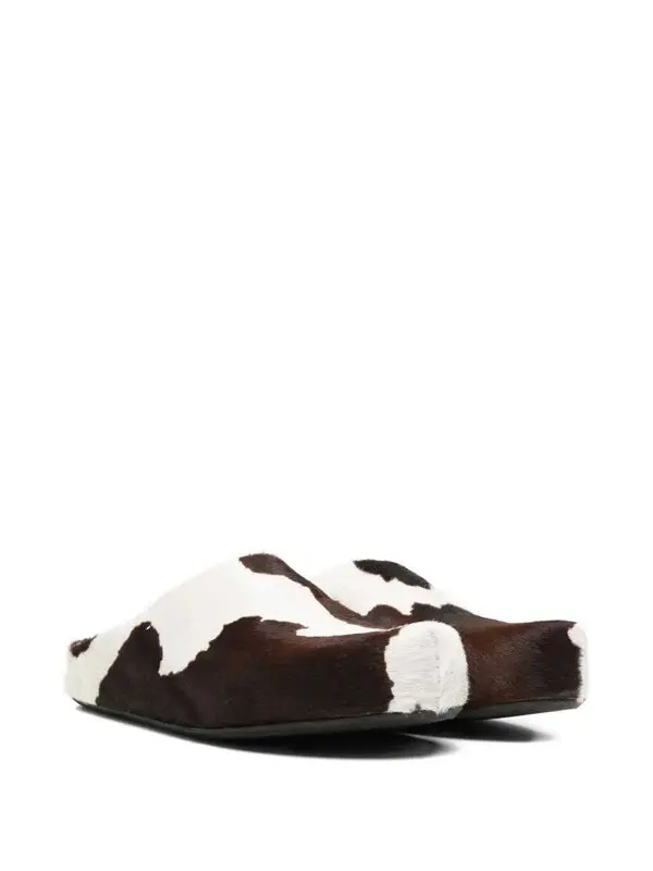 Marni White And Cow-print Calf Hair Fussbett Mules - Brown
