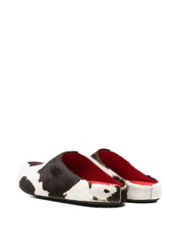 Marni White And Cow-print Calf Hair Fussbett Mules - Brown